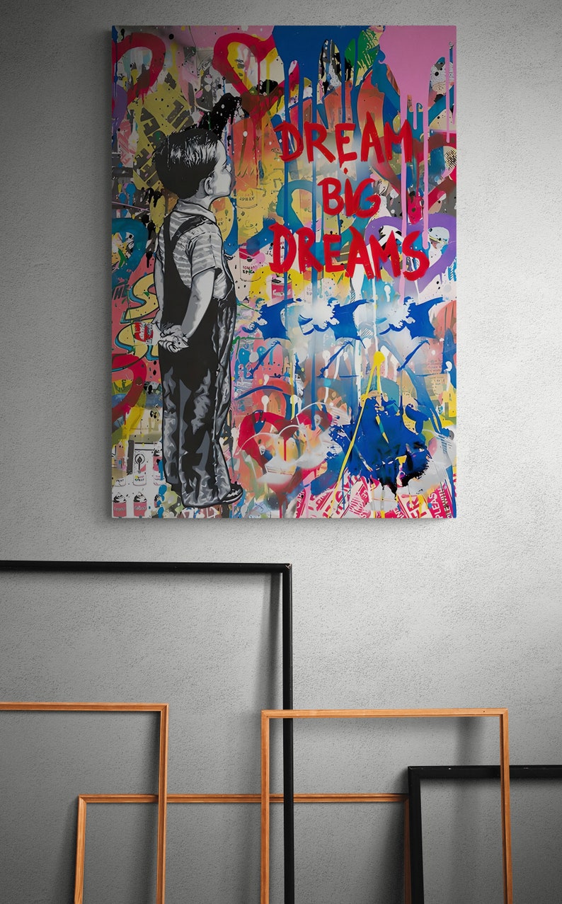 Banksy Dream Big Dreams Canvas Graffiti Wall Art Colorful - Etsy