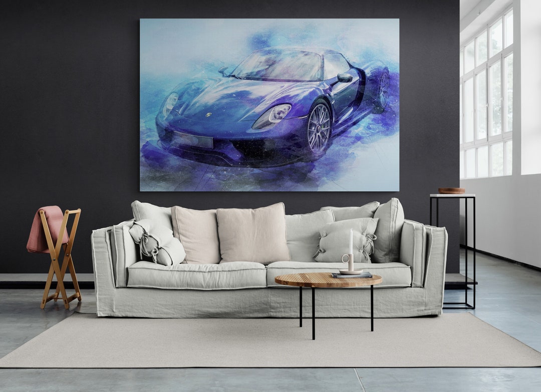 Blue Color Luxury Sports Car Canvas Art, Sports Cars Poster, Germany ...