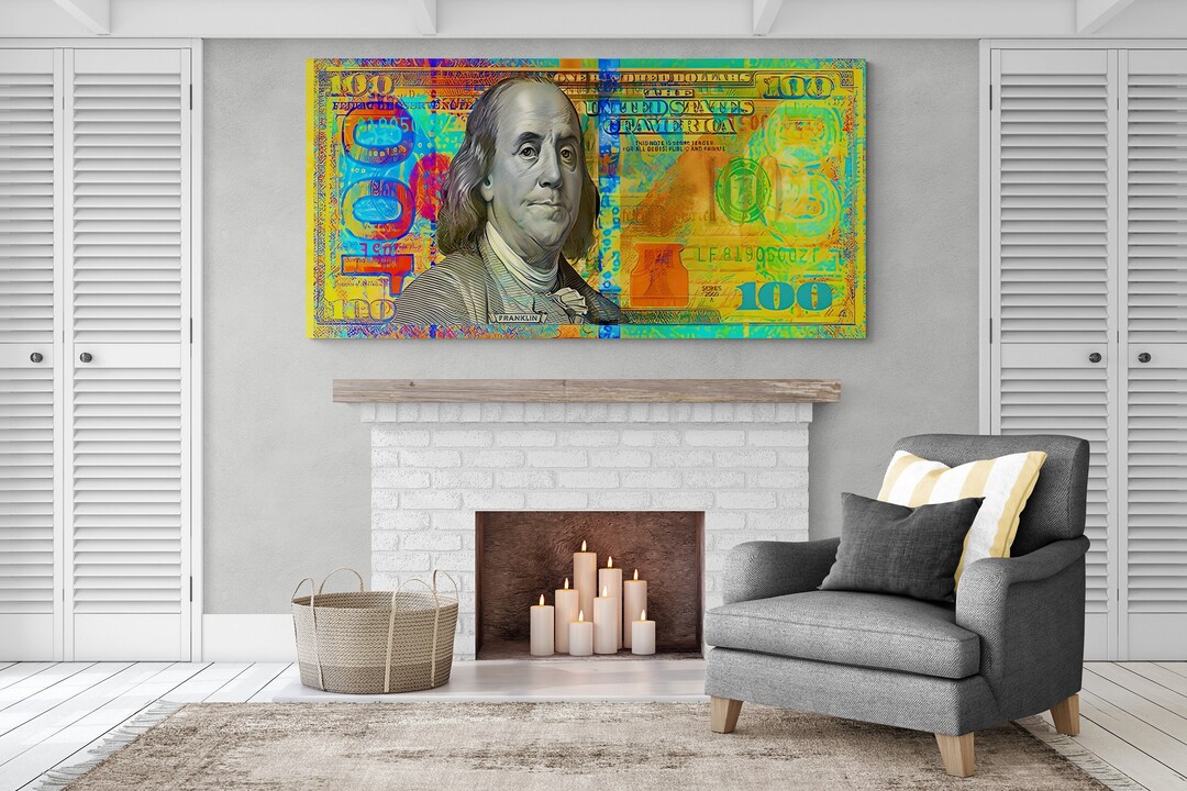 Dollar Money Canvas, 100 Dollar Bill Wall Art, Money Picture Print ...