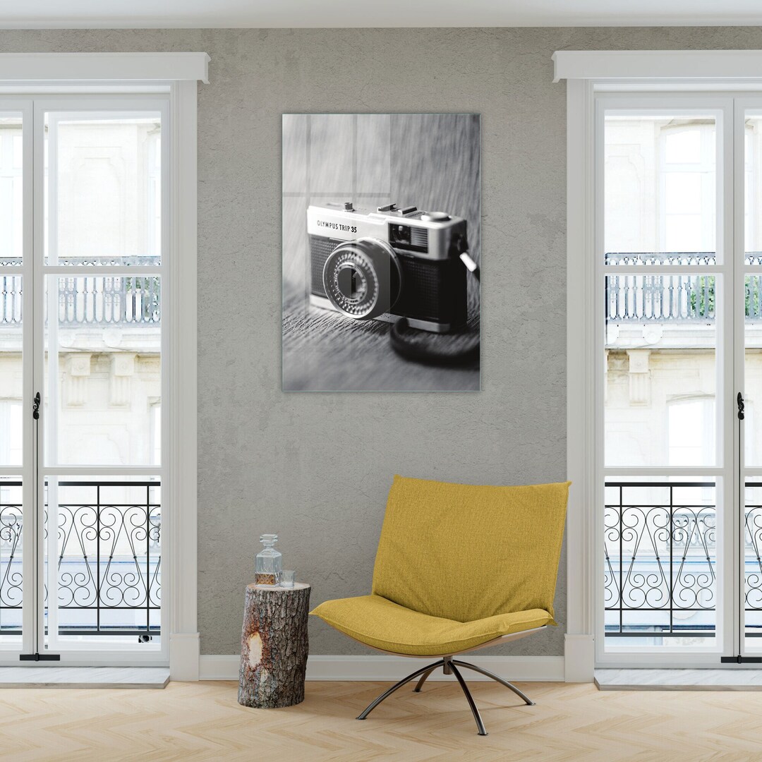 Glass Wall Art, Classic Camera Wall Art, Tempered Glass Art, Wall ...