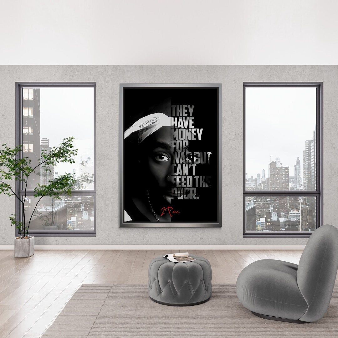 Tupac Wall Art, 2pac Framed Canvas, West Side Canvas, Rapper Wall Art ...