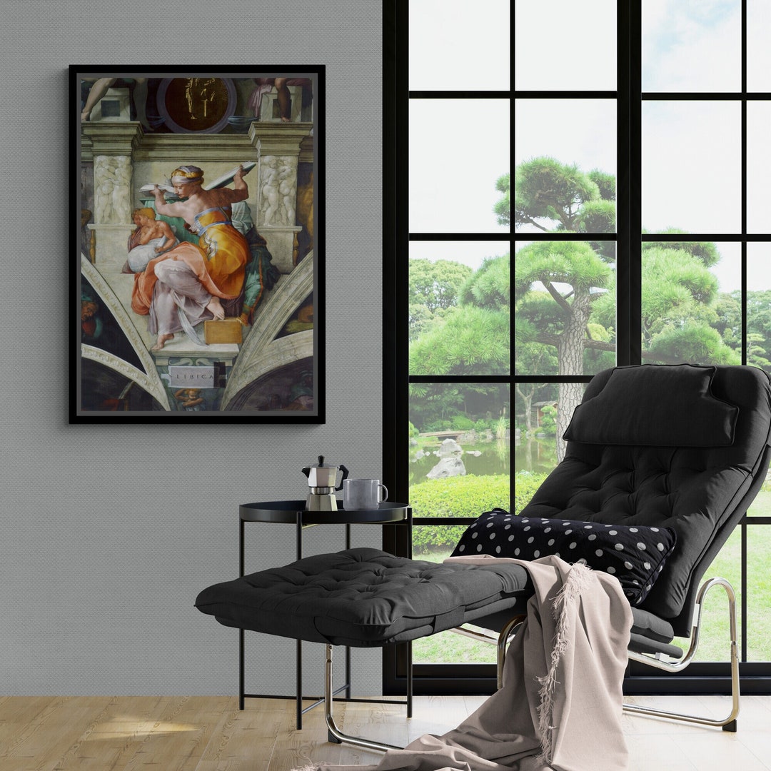 Michelangelo Buonarroti Framed Canvas, Libyan Sibyles Wall Art, Libyan ...