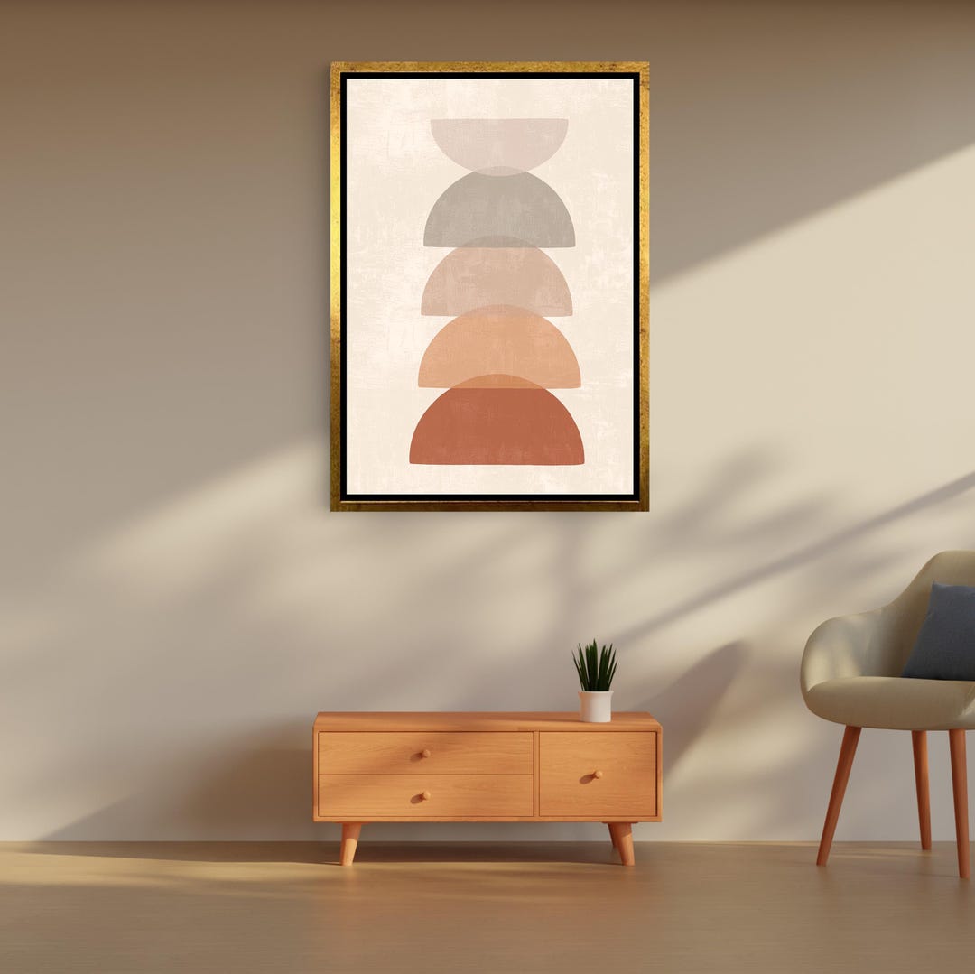 Minimalist Half Circle Canvas Wall Art – Boho Earth Tones, Geometric ...
