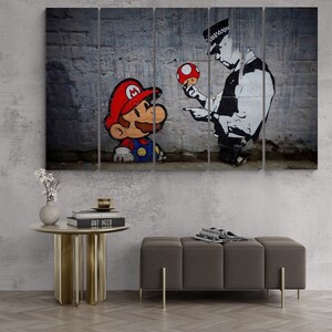 BANKSY Super Mario Wall Art, Super Mario Graffiti, Banksy Framed Canvas ...