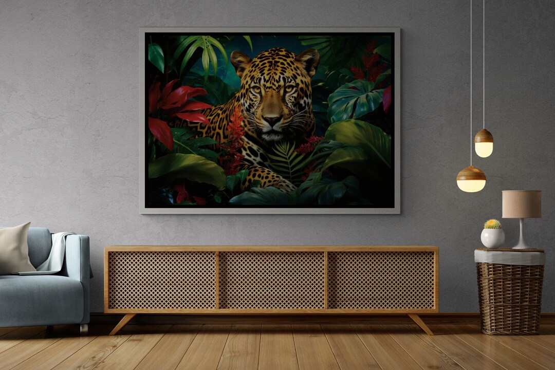 Leopard Framed Canvas, Colorful Leopard Wall Art, Wild Animal Wall Art ...