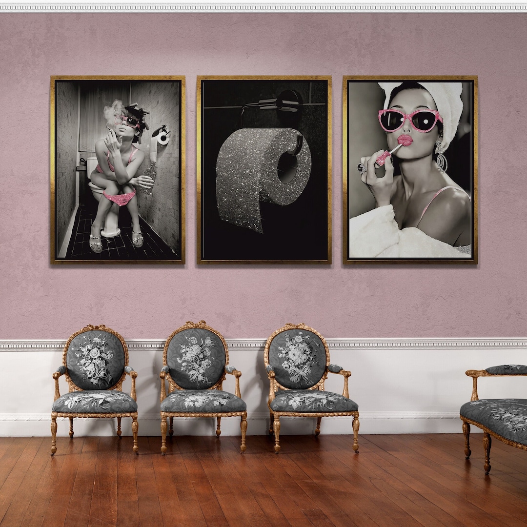 Audrey Hepburn Triple Canvas Set, Glam Makeup Room Wall Art - Etsy