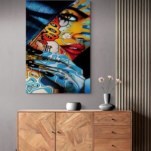 Comic Book Canvas Art, Colored Woman Wall Decor, Eyes Poster, Make-up ...