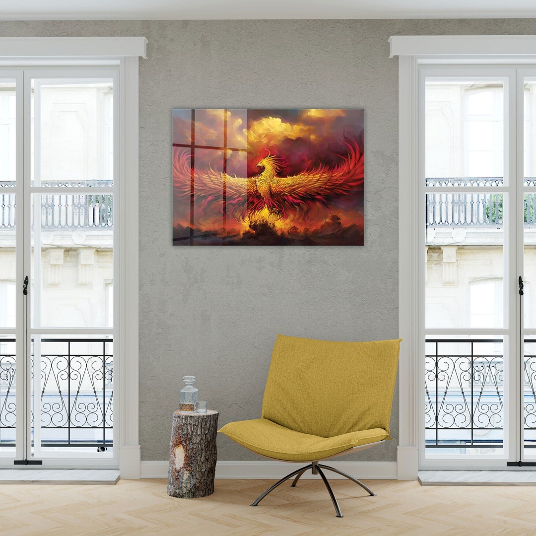 Glass Wall Art, Dragon Fire Wall Art, Tempered Glass Wall Art, Wall ...