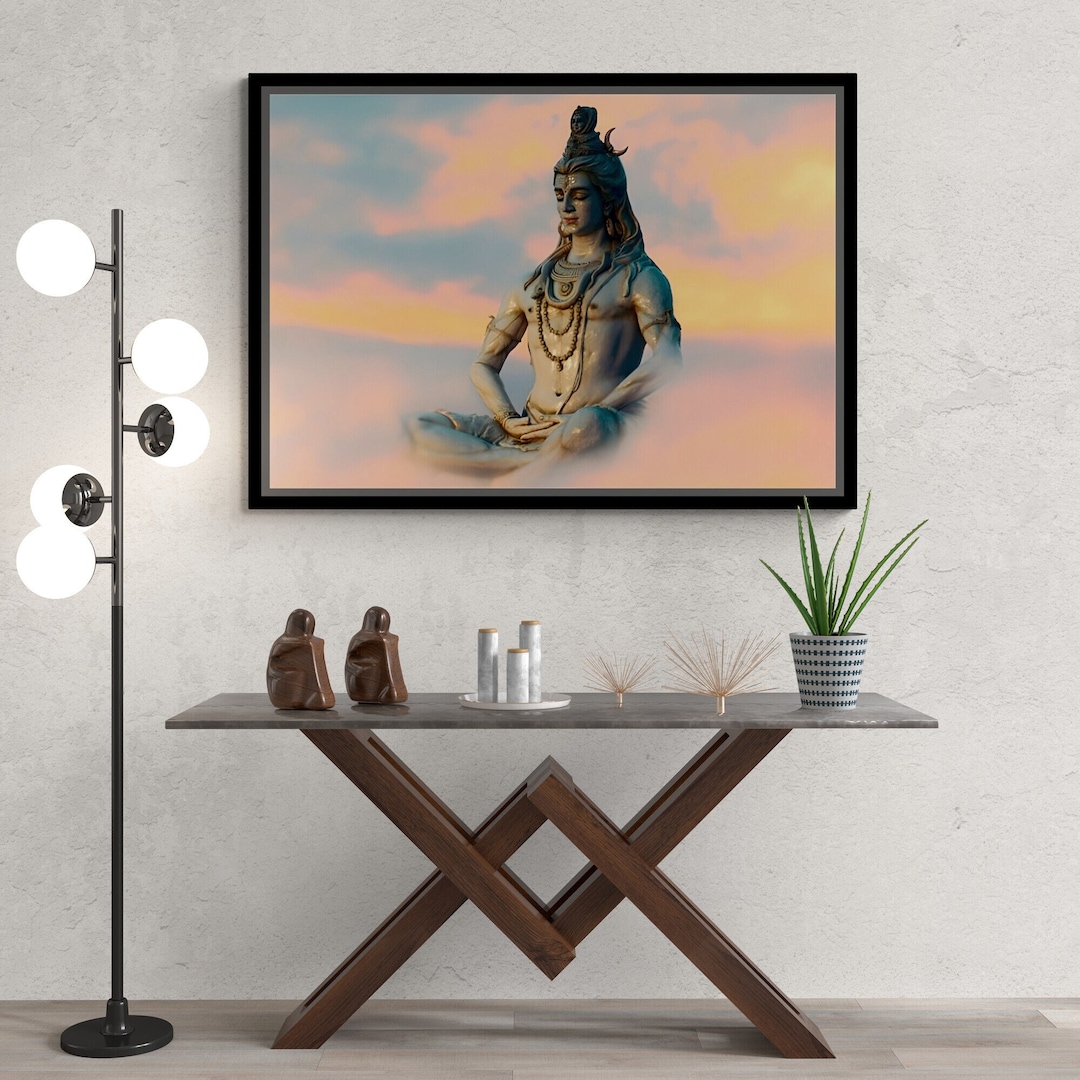 God Shiva Wall Art, Hindu Gods Framed Canvas, Spiritual Canvas, Indian ...