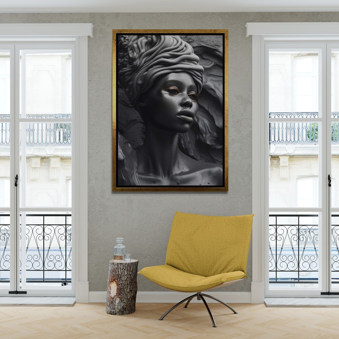 African Woman Wall Art, Surreal Canvas, Abstract Wall Art, African Girl Canvas, Modern Wall Art ...