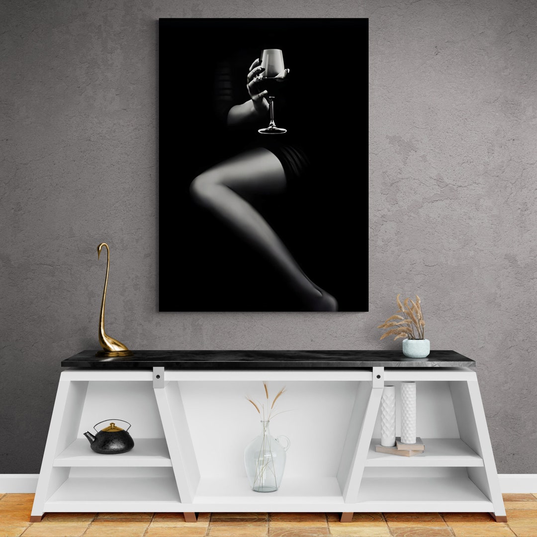 Woman Canvas Art Sexy Leg Wall Art Wineglass Canvas Sexy Pose Wall Art Woman Leg Canvas Art