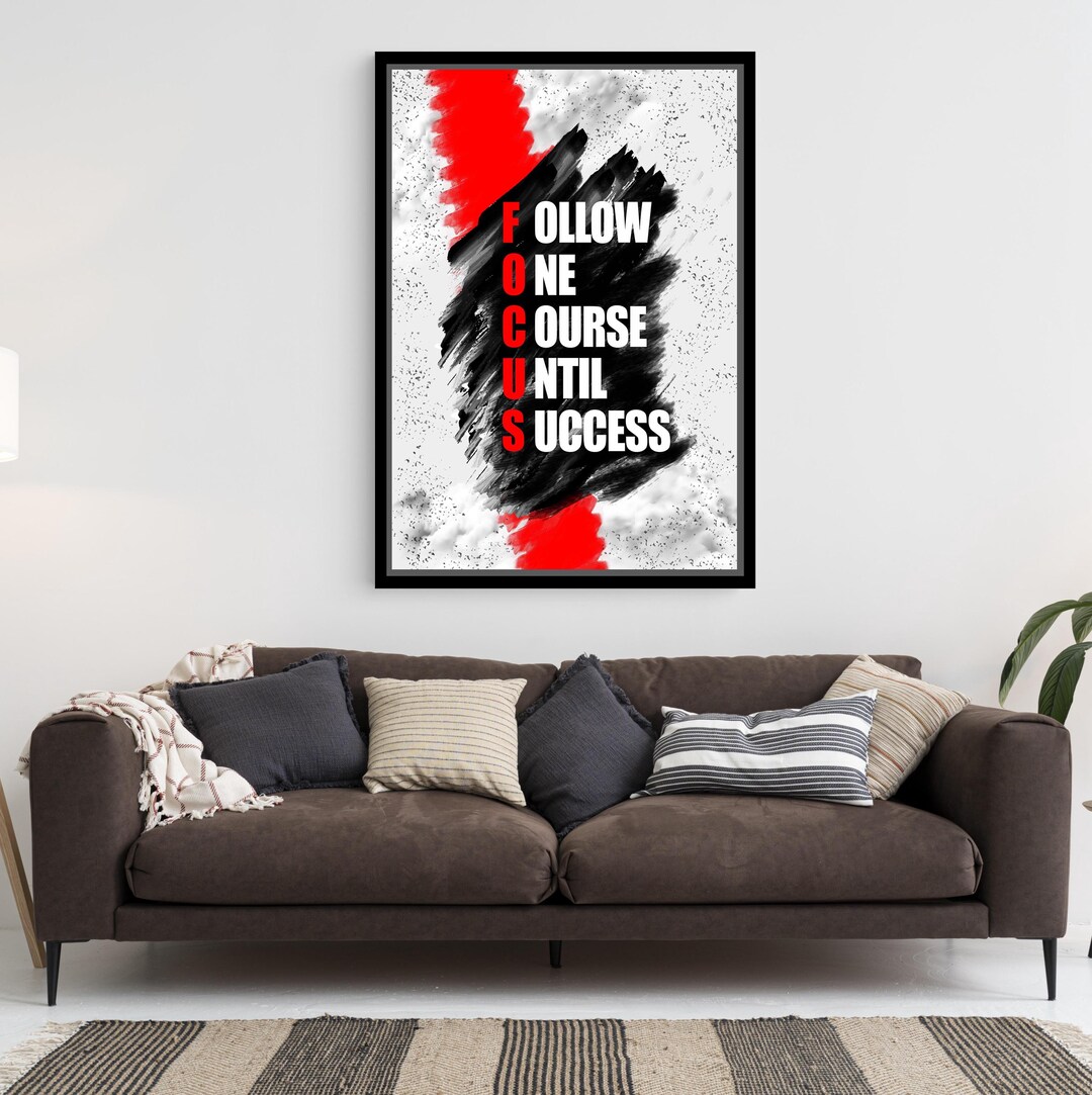 FOCUS Acronym Art – Black, White, and Red Motivational Canvas Print - Etsy