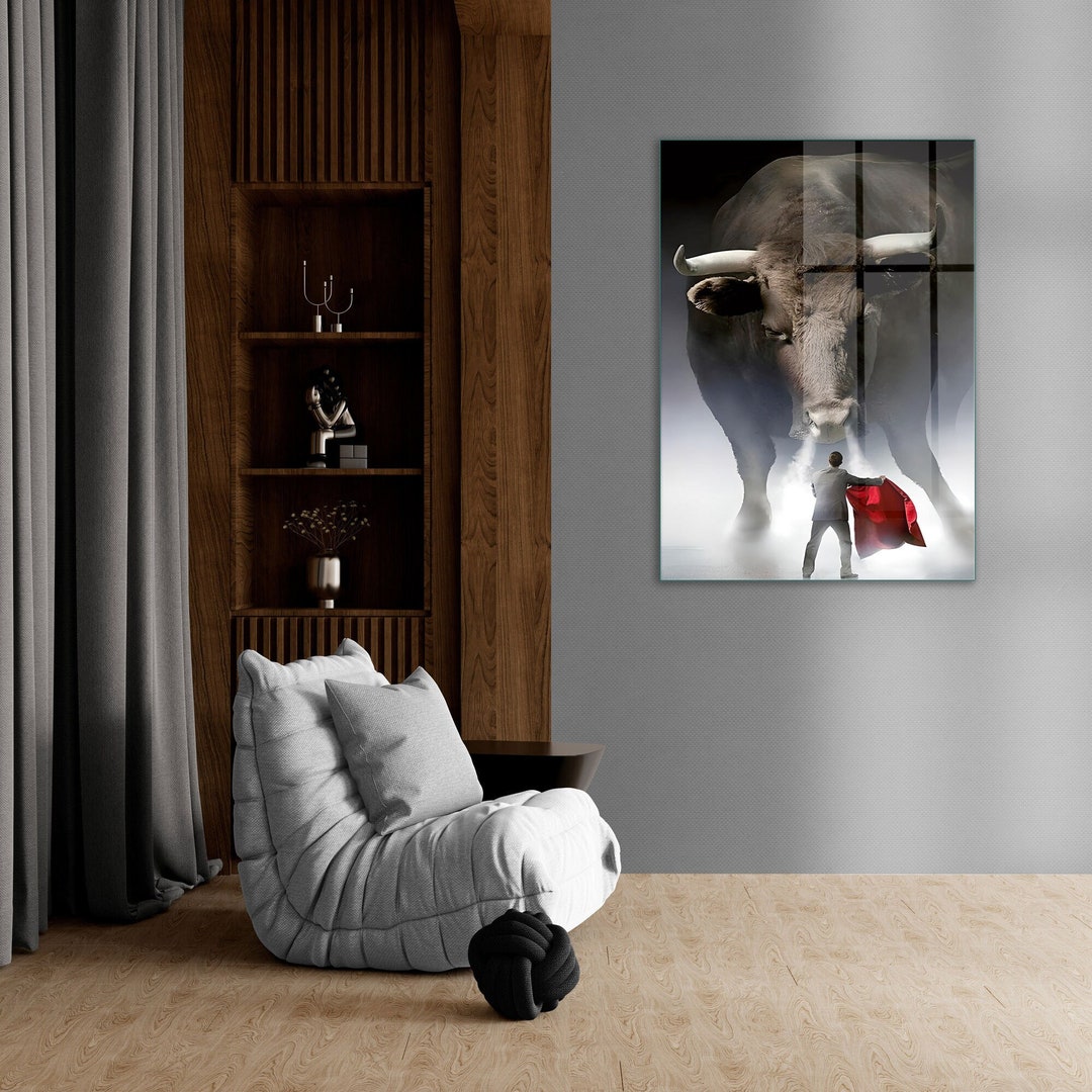 Glass Wall Art, Matador in Suit Wall Art, Tempered Glass Wall Art, Wall ...