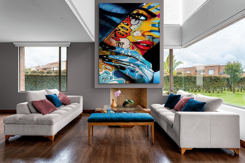 Comic Book Canvas Art Colored Woman Wall Decor Eyes Poster - Etsy