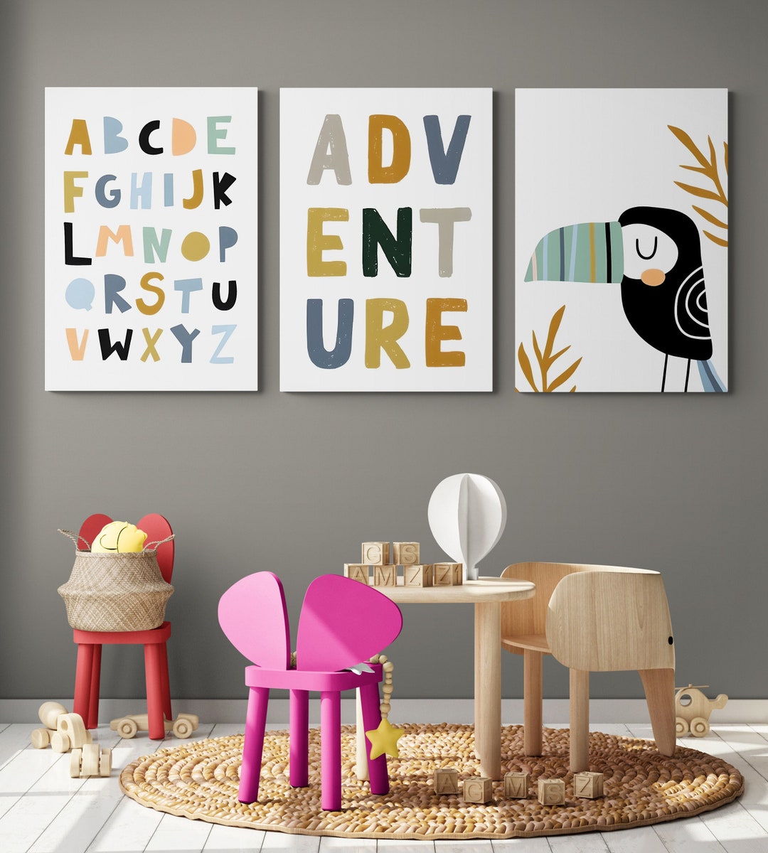 Alphabet Canvas, Kids Room Wall Art, Adventure Canvas Art, Nursery Wall ...