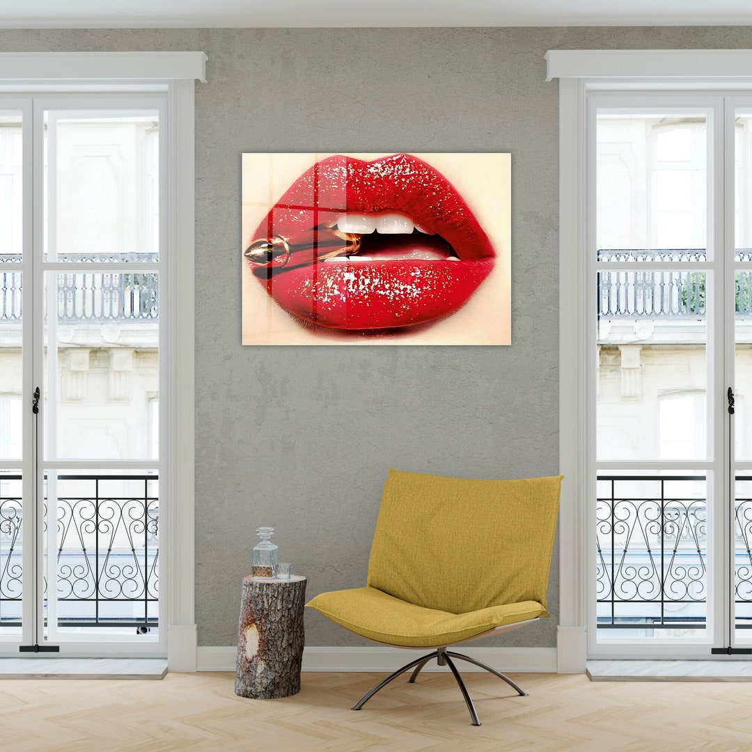 Glass Wall Art, Sexy Lip Wall Art, Tempered Glass Art, Wall Hangings ...