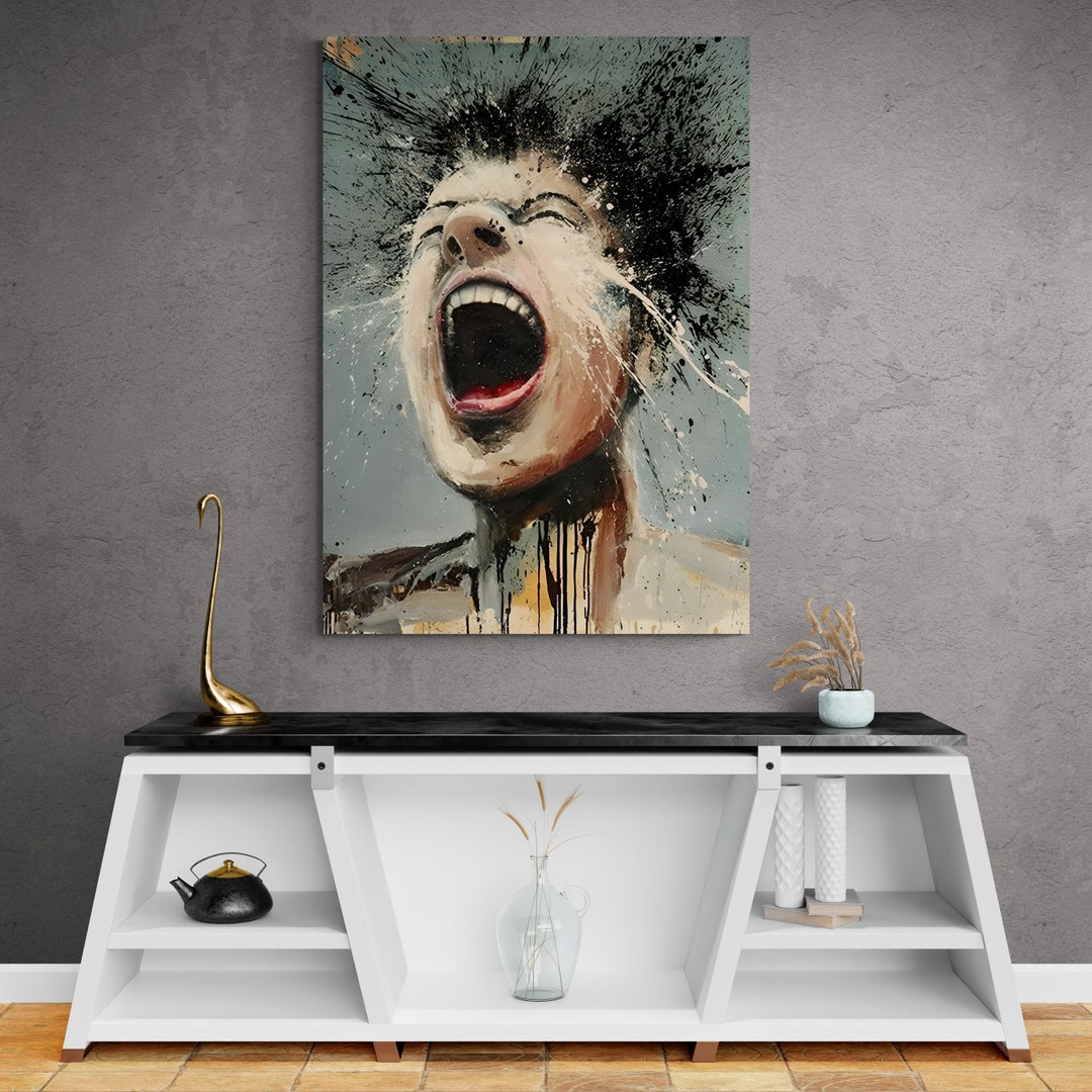 Screaming Man Canvas, Screaming Wall Art, Screaming Out Loud, Absurd ...