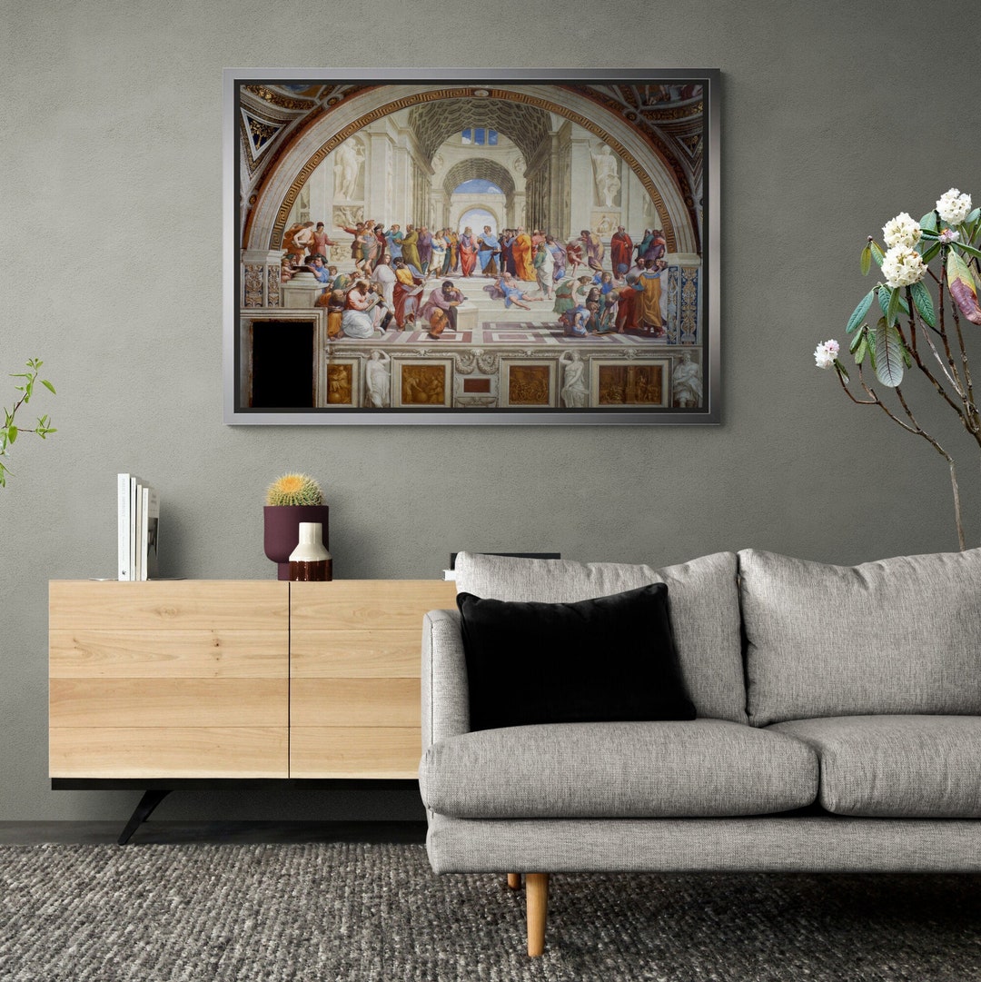 The School of Athens Wall Art, Raffaello Sanzio Framed Canvas ...
