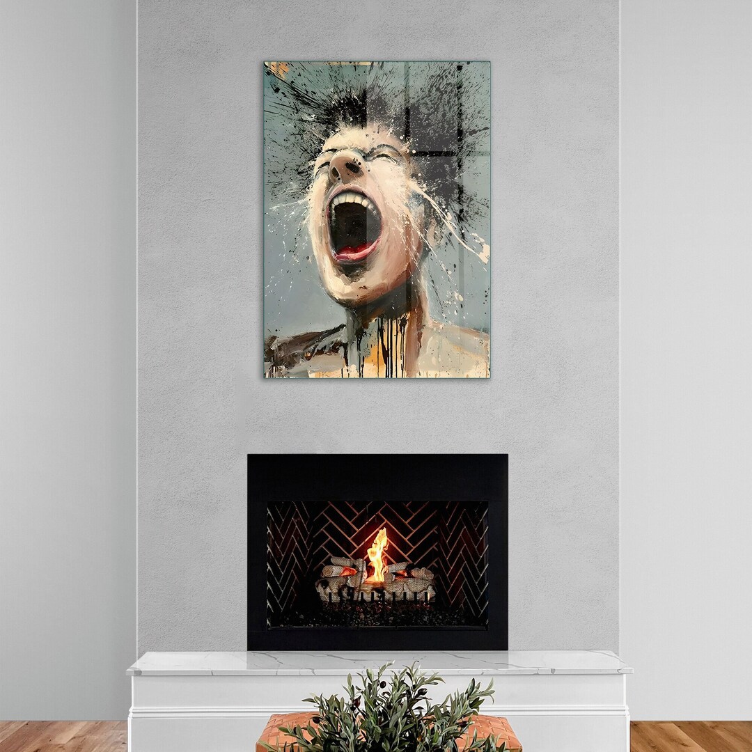 Glass Wall Art, Absurd Drawing Wall Art, Tempered Glass Wall Art, Wall ...