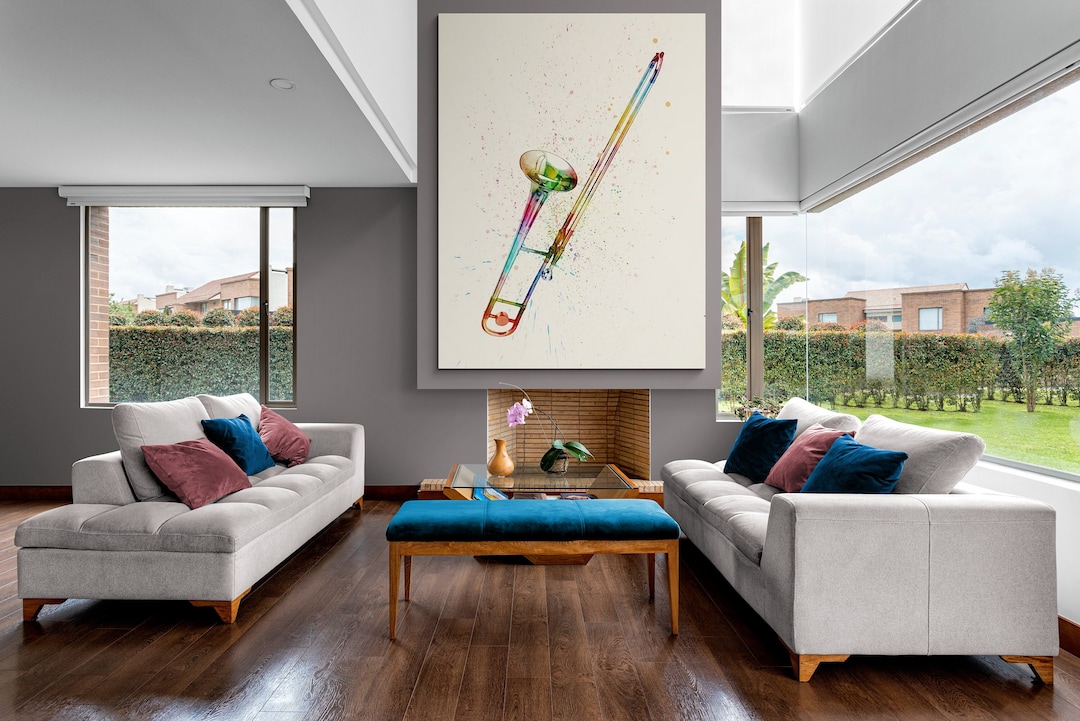 Trombone Canvas, Trombone Wall Art, Musician Wall Art, İnstrument ...