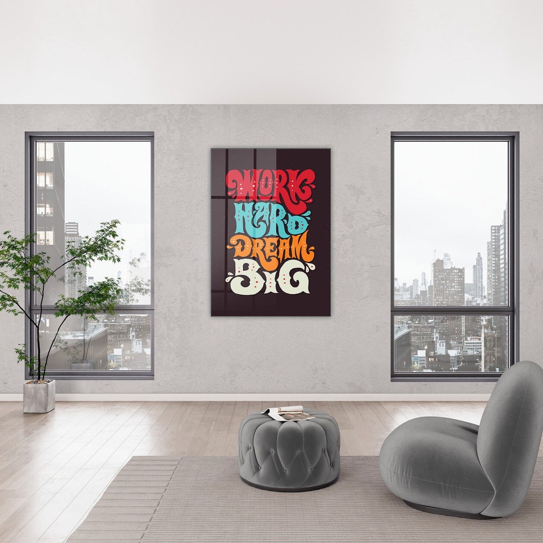 Glass Wall Art, Inspirational Typography Wall Art, Tempered Glass Art ...