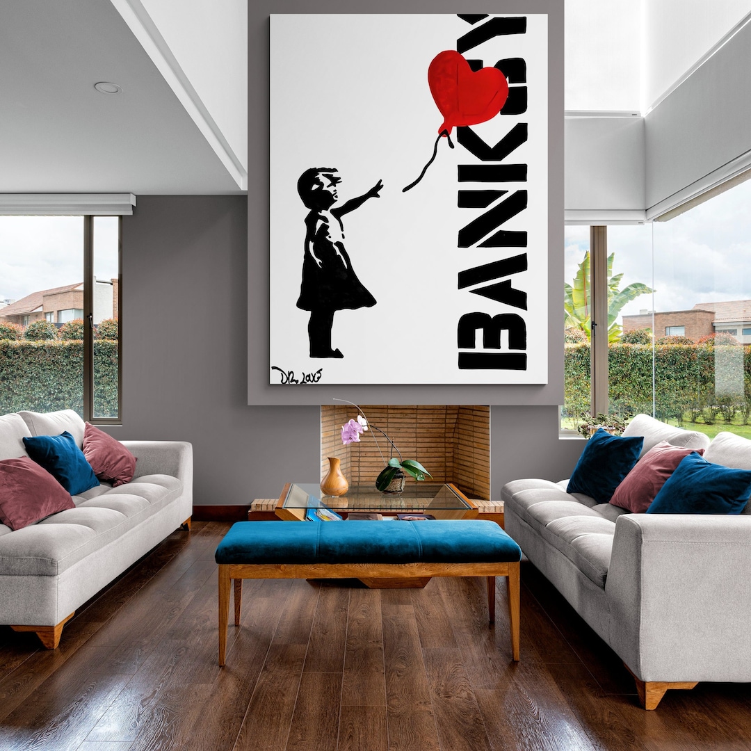 Banksy Heart Balloon Wall Art, BANKSY Logo Canvas, Banksy Girl With Red ...