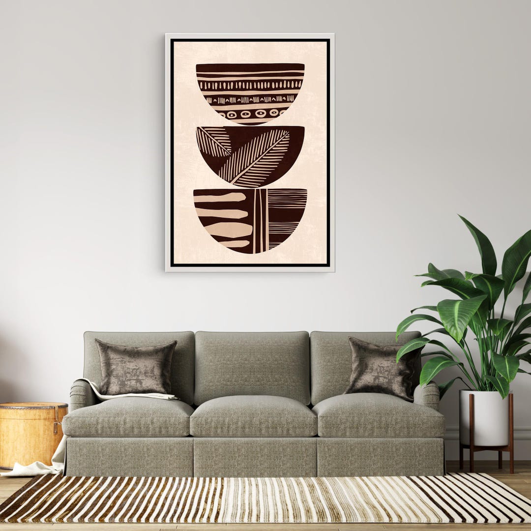 Tribal Half Circle Canvas Art – Earthy Boho Neutral Print - Etsy