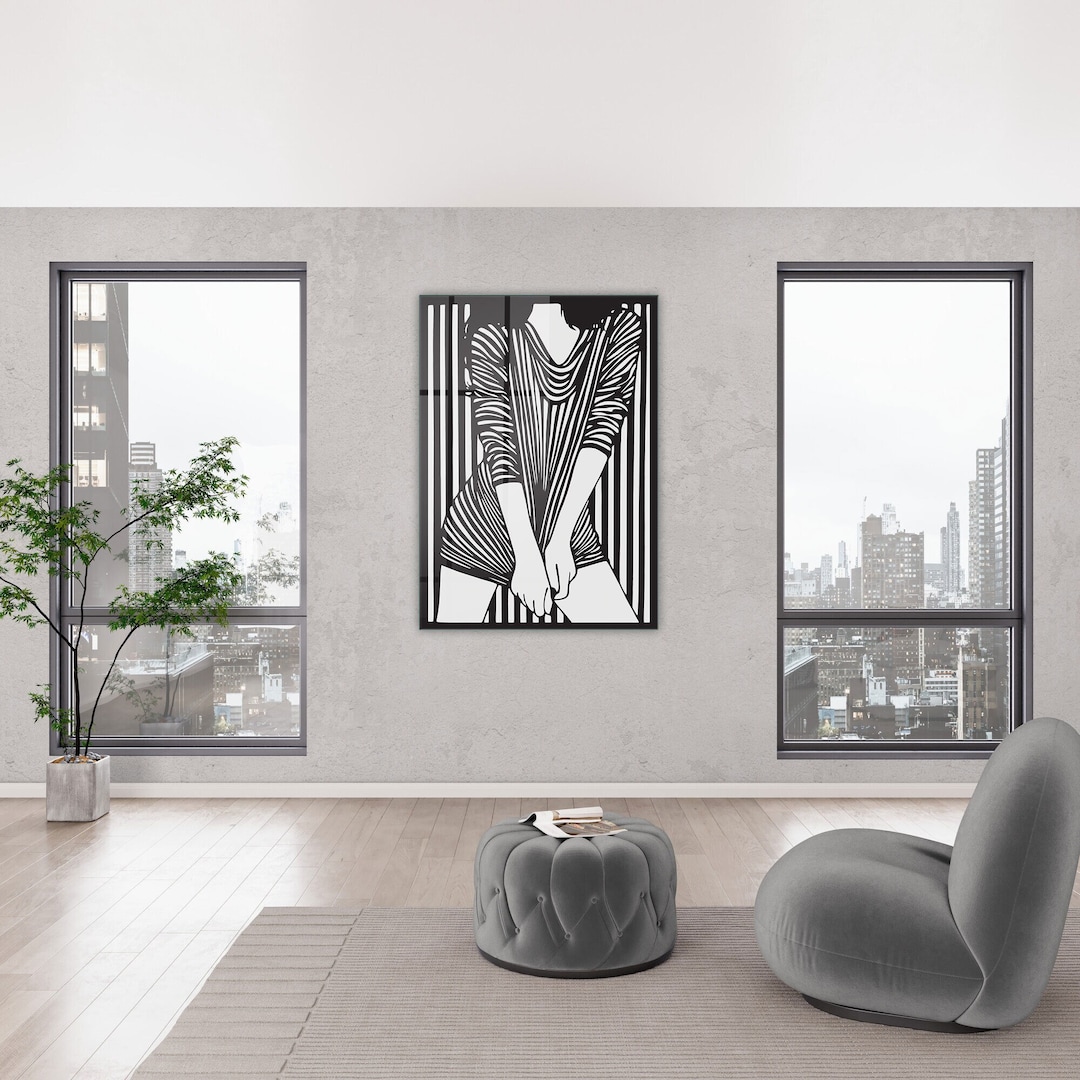 Glass Wall Art, Retro Woman Wall Art, Tempered Glass Art, Wall Hangings ...