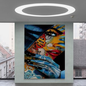 Comic Book Canvas Art, Colored Woman Wall Decor, Eyes Poster, Make-up ...