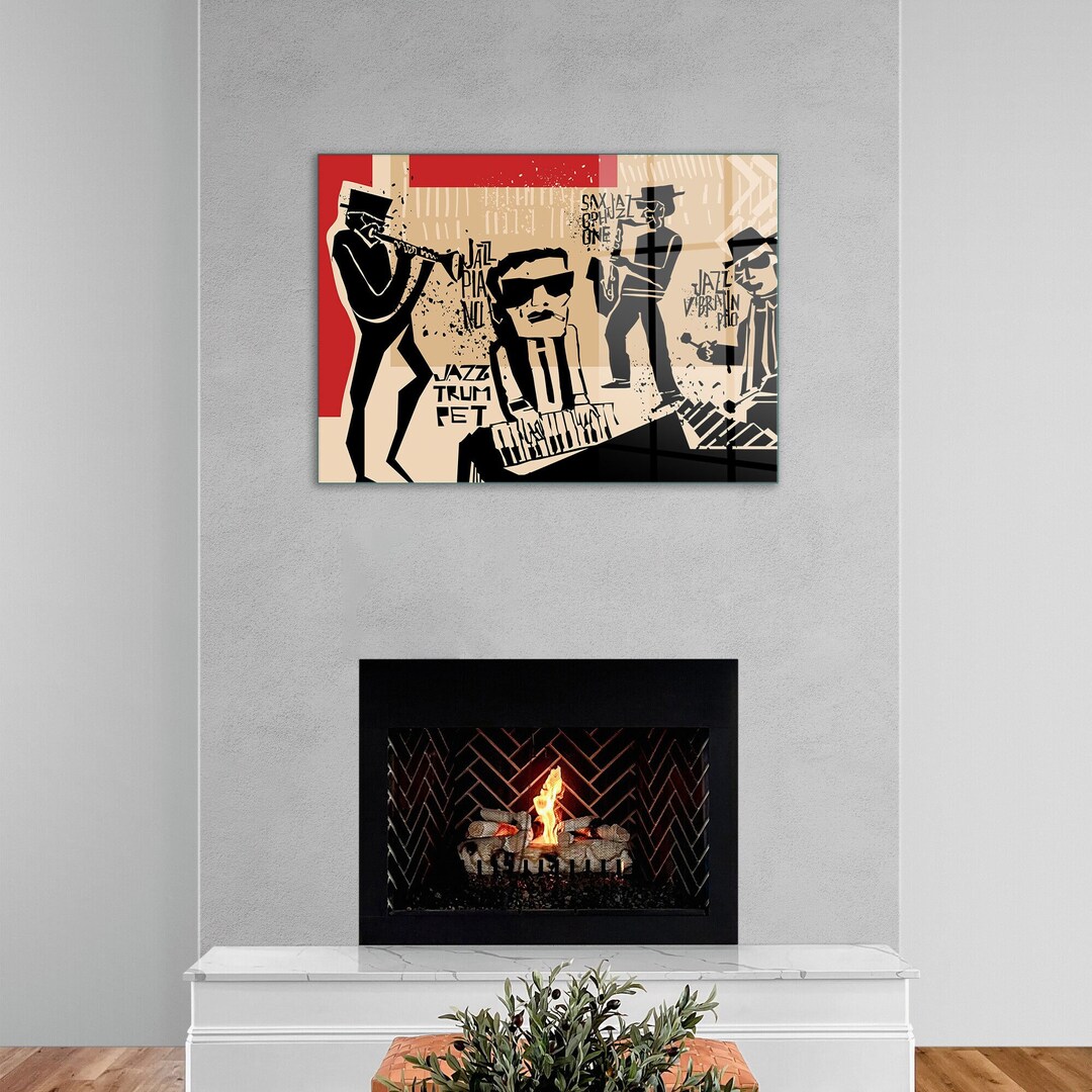 Glass Wall Art, Jazz Club Wall Art, Tempered Glass Wall Art, Wall ...