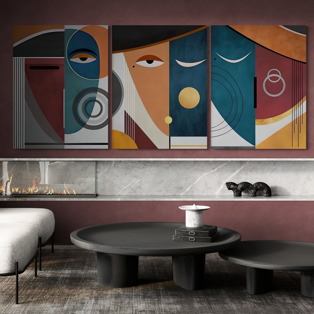 Abstract Face Wall Art Face Silhouette Wall Art Modern - Etsy