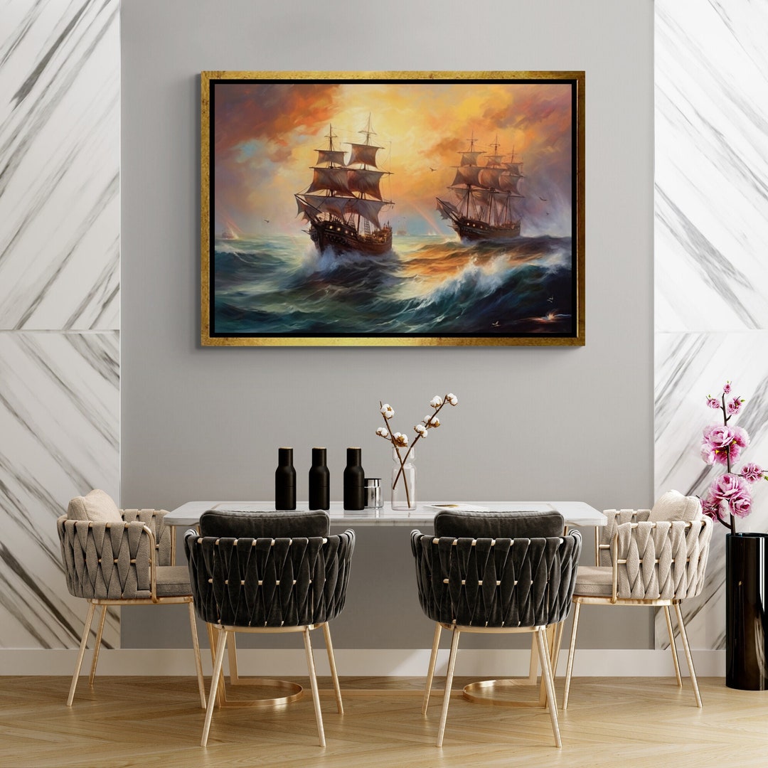 Pirate Ship Canvas, Ship Wall Art, Ocean Canvas, the Waves Canvas ...