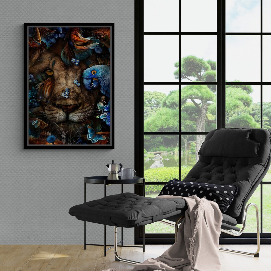 Lion Face Wall Art, Parrot Framed Canvas, Fishes Canvas, Animal Kingdom ...