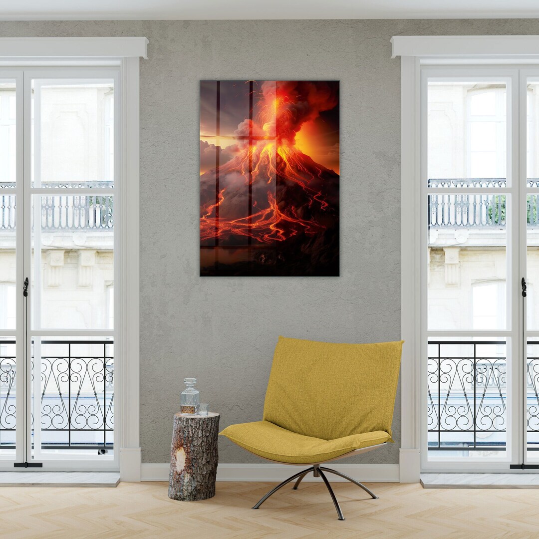 Glass Wall Art, Magma Lava Wall Art, Tempered Glass Wall Art, Wall ...