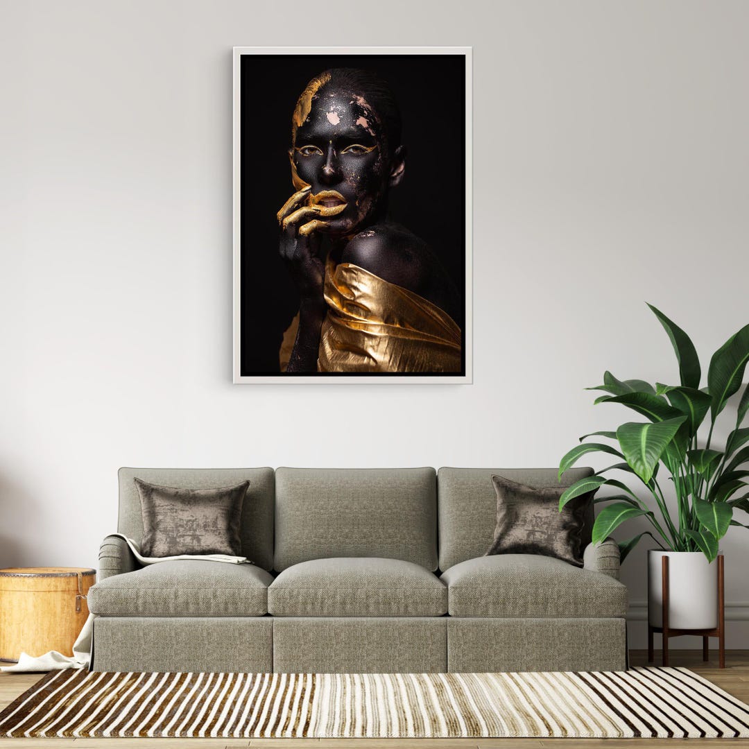 Black and Gold Woman Portrait Canvas – Glamorous Abstract Art - Etsy