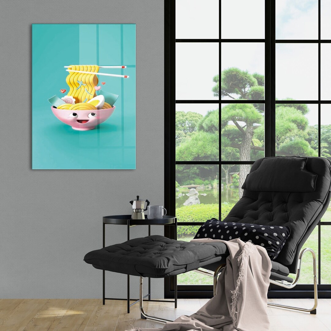 Glass Wall Art, Cute Noodle Wall Art, Tempered Glass Wall Art, Wall ...