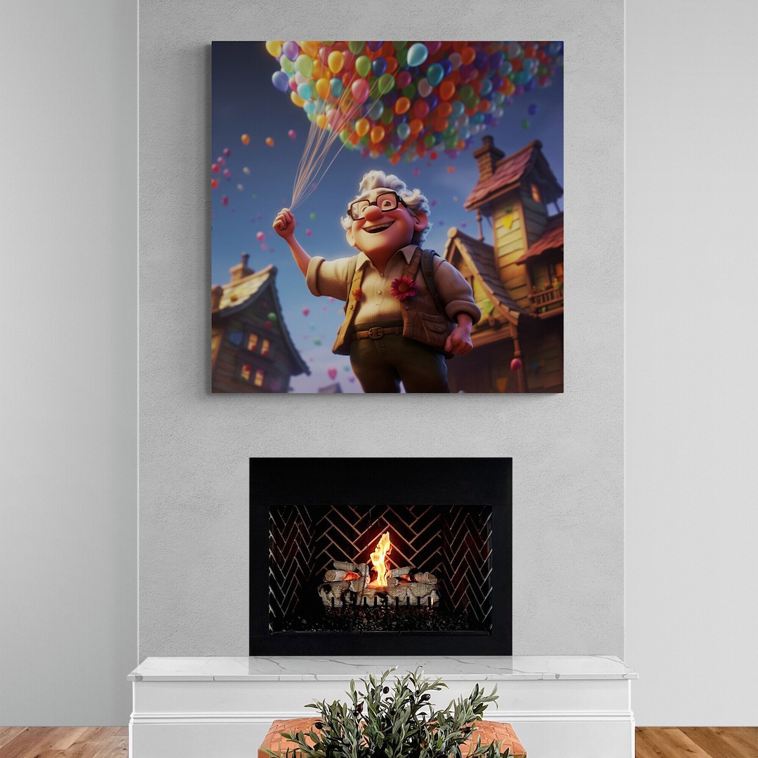 Pixar Canvas, up Movie Wall Art, Colourful Balloons Artwork, Kids Room ...