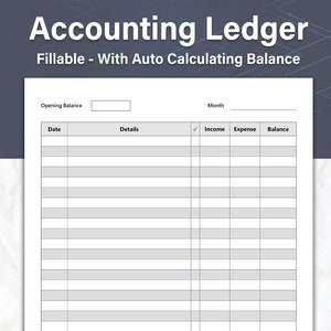 Accounting Ledger, Fillable and Printable Accounts Template, Business ...