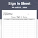 Printable Sign in Sheet, Simple Sign in Form for Your Front Desk or ...