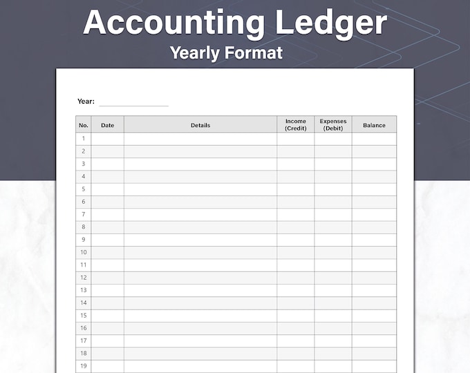 Accounting Ledger Template, Yearly Accounts and General Ledger Sheet ...