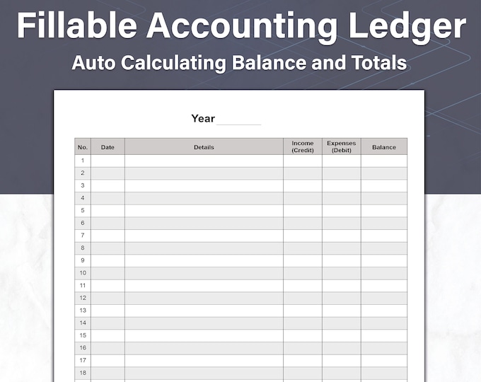 Accounting Ledger and Money Tracker Small Business, Fillable and ...