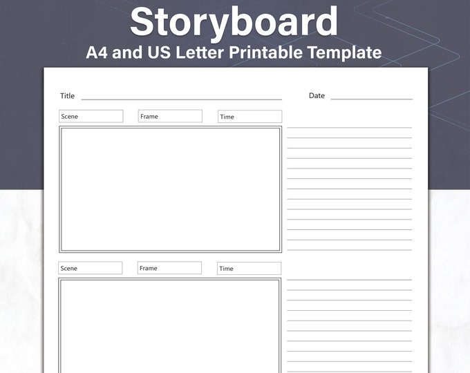 Storyboard Printable Template, Digital Collage Template and Youtube ...