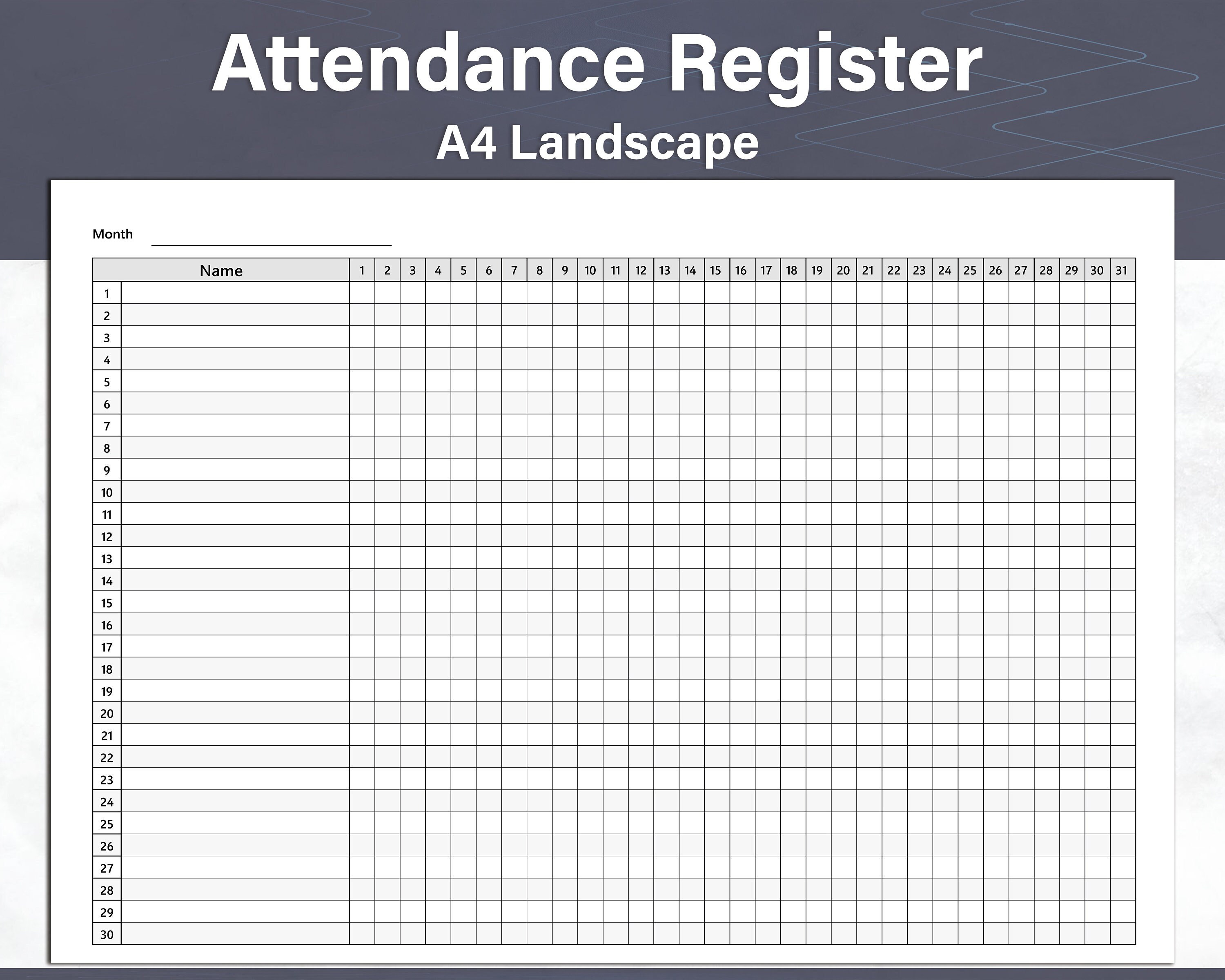 Attendance Tracker Printable Attendance Record Sheet for Schools ...
