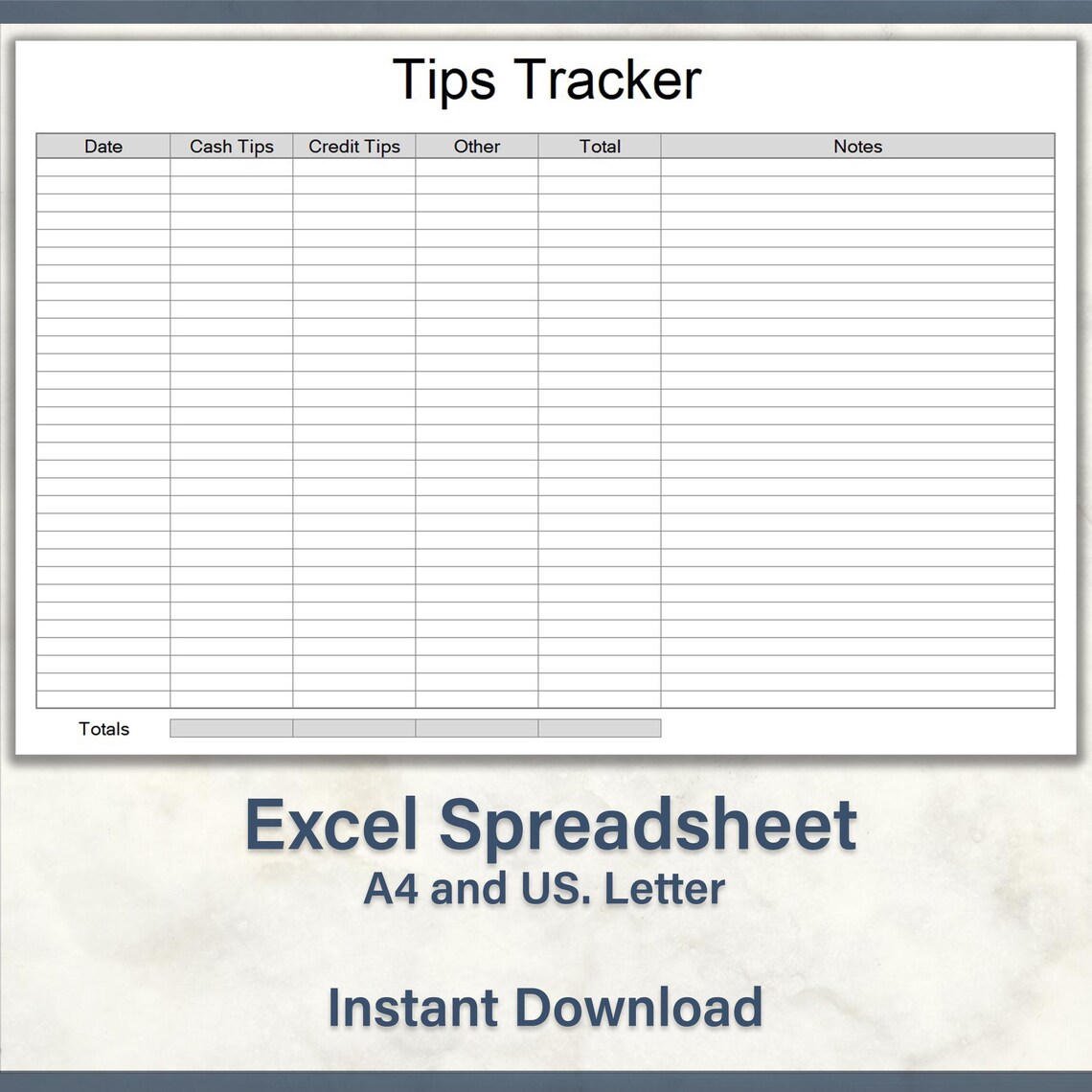 Tips Tracker, Printable Server Tips Tracker for Bars Restaurants or ...