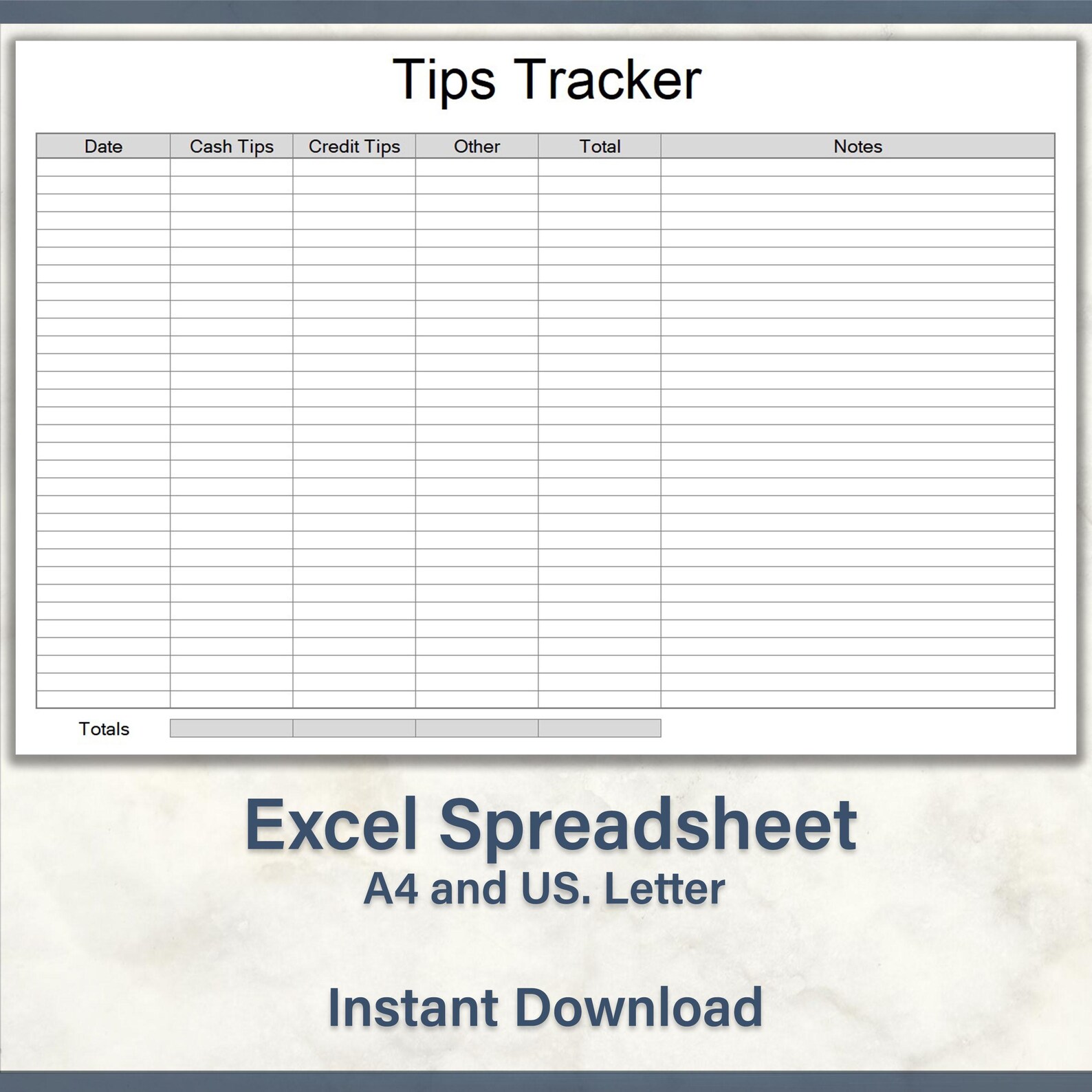 Tips Tracker, Printable Server Tips Tracker for Bars Restaurants or ...