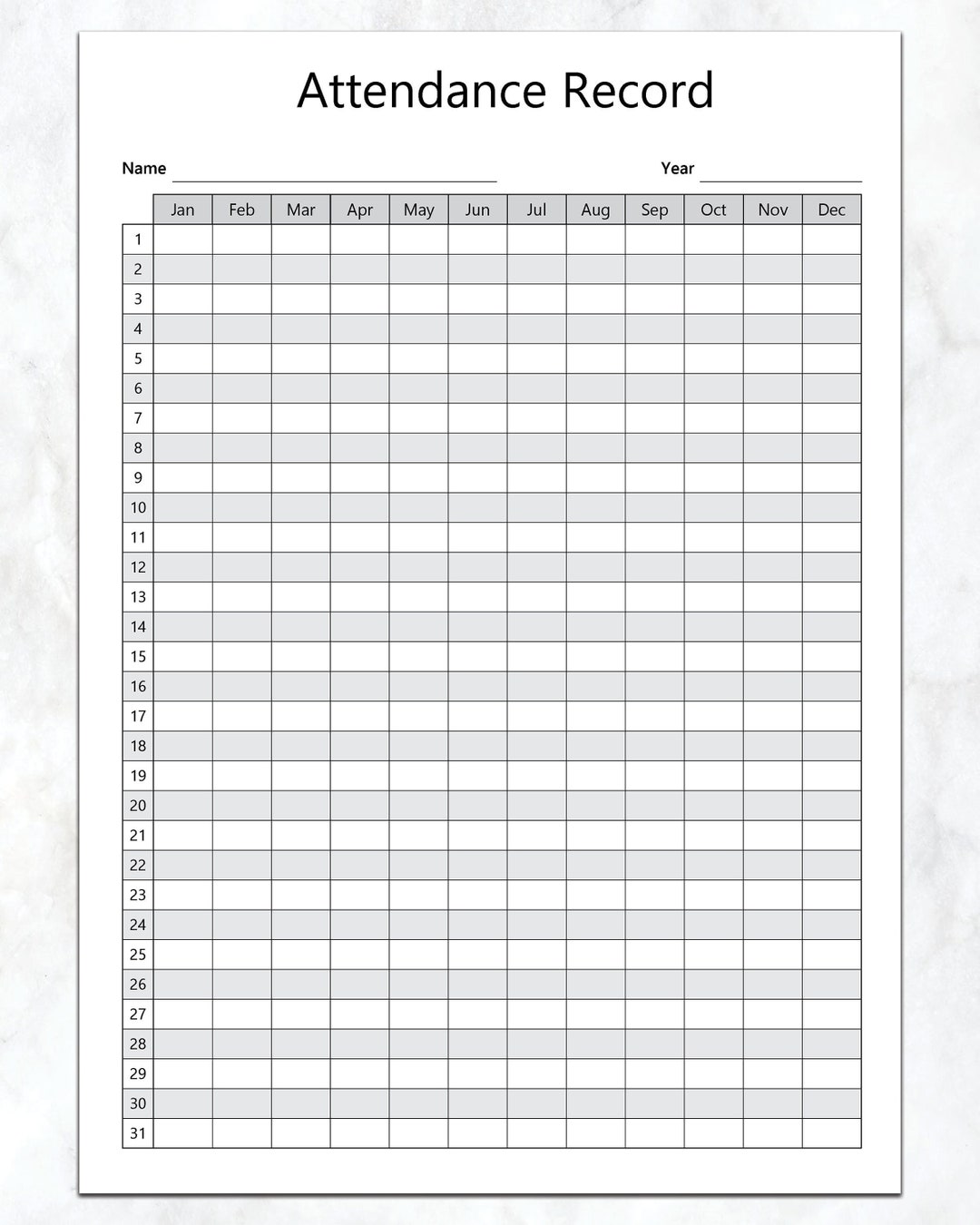 Attendance Sheet Printable Attendance Tracker, Ideal for School ...