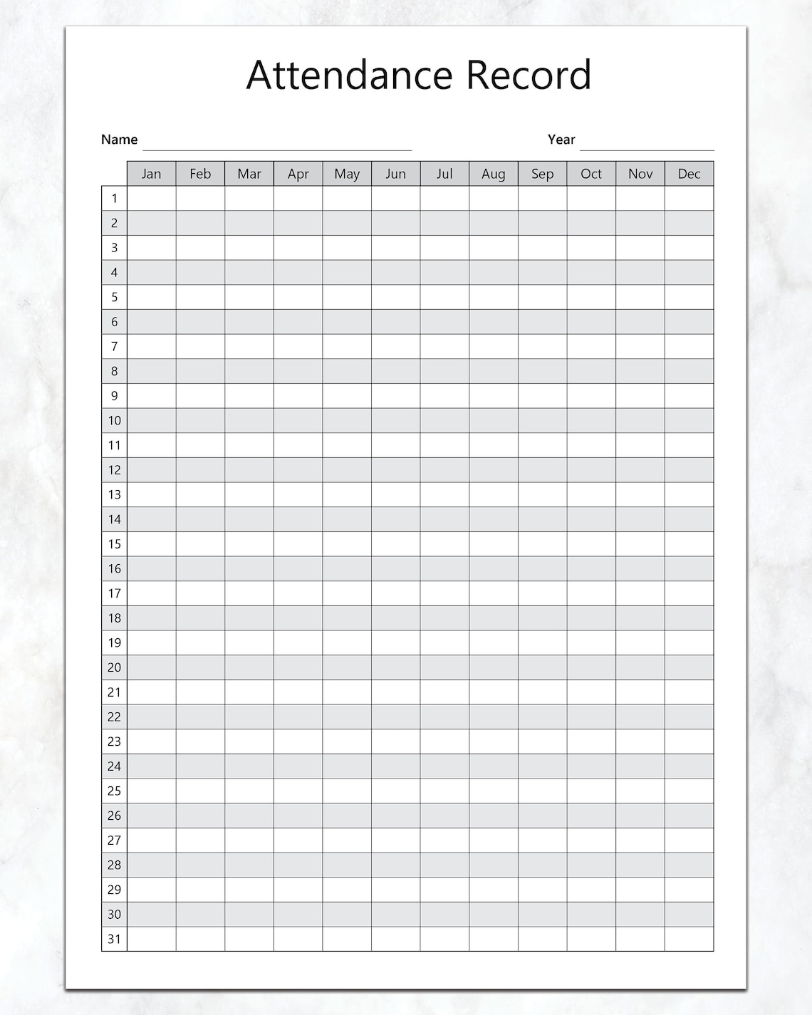 Attendance Sheet Printable Attendance Tracker, Ideal for School ...