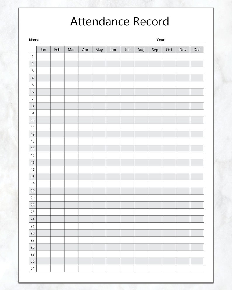 Attendance Sheet Printable Attendance Tracker, Ideal for School ...