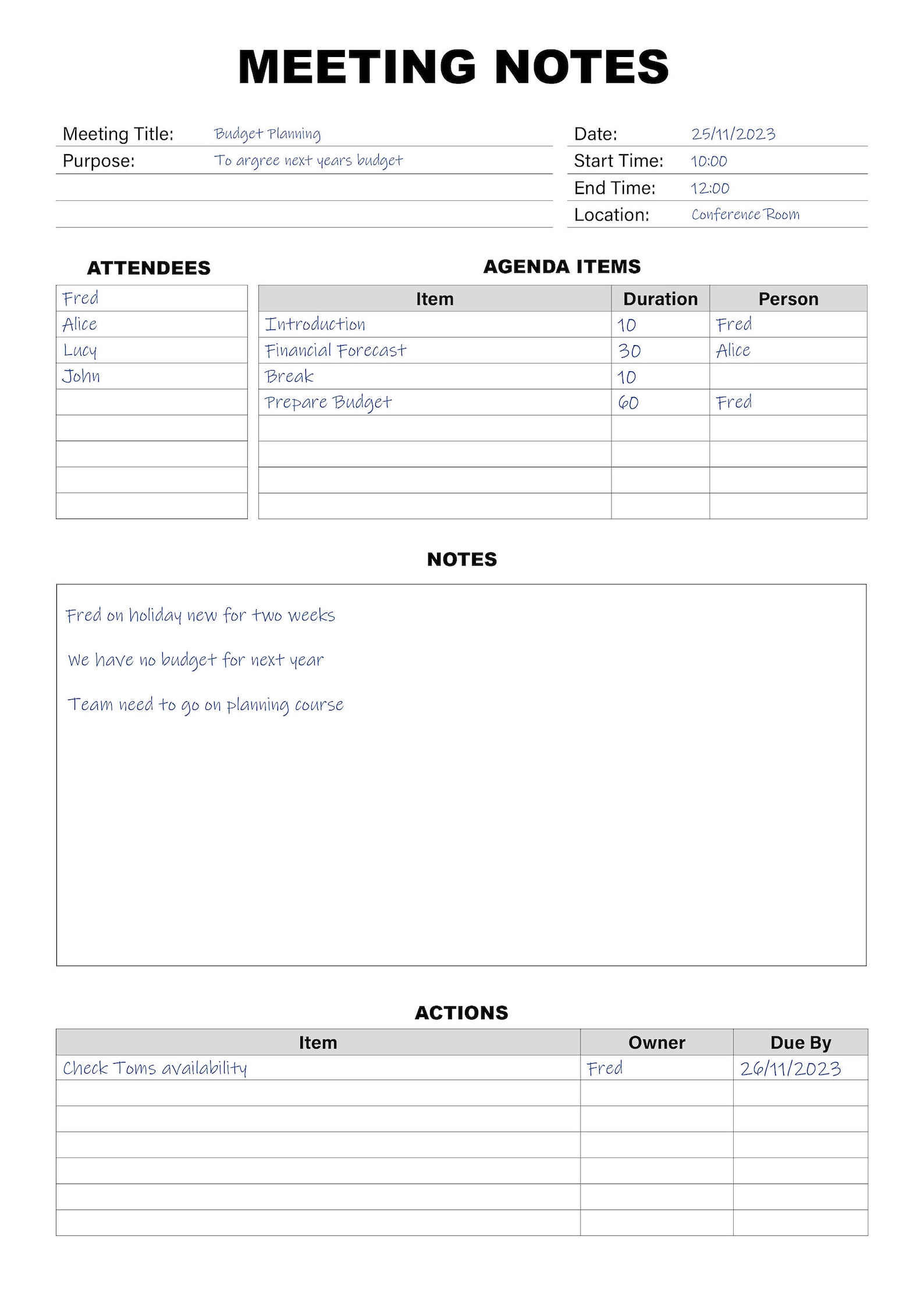 Meeting Notes Template, Agenda Planner, Customizable Client Meeting ...