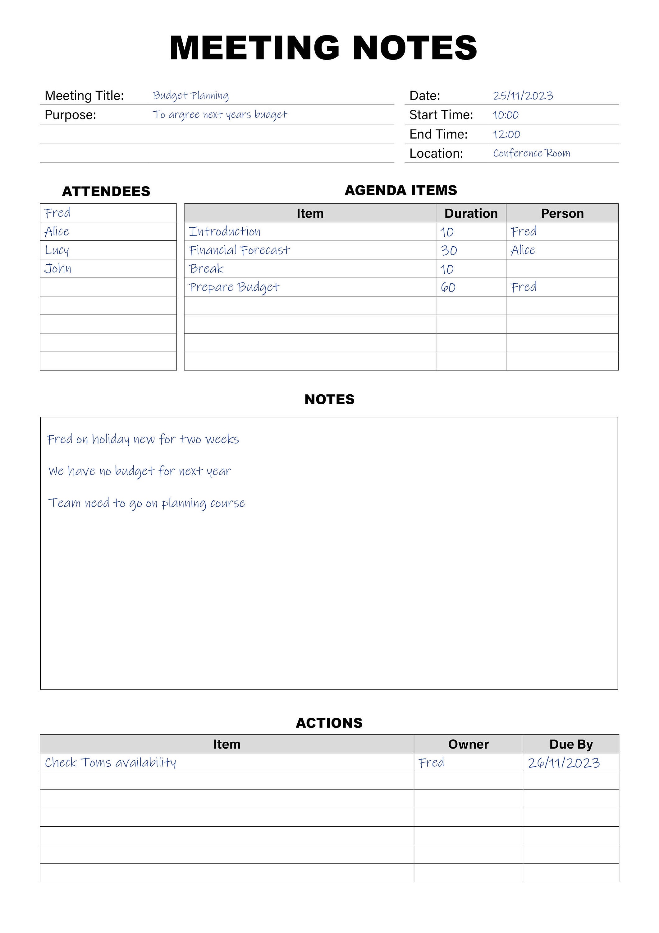 Meeting Notes Template, Agenda Planner, Customizable Client Meeting ...